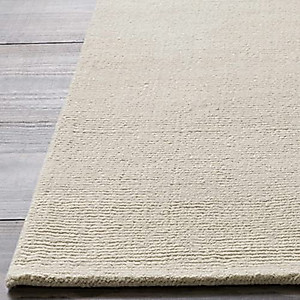 Brockton Solid Wool Modern Farmhouse Area Rug - Suitable for Living Room Bedroom -0 Wool - Hand Loomed - Medium Pile - Beige, Cream - 6' x 9'