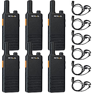 Retevis RT22P,New Version of RT22,Walkie Talkies with Earpiece and Mic,Two-way Radios Rechargeable,Lightweight,1620mAh,Clear Sound Earhook Headset,Handsfree Walkie-Talkie for Retail Restaurant(6 Pack)