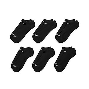Nike Everyday Plus Cushion No Show Socks 6-Pair Pack Black/White LG (US Men's Shoe 8-12, Women's Shoe 10-13)