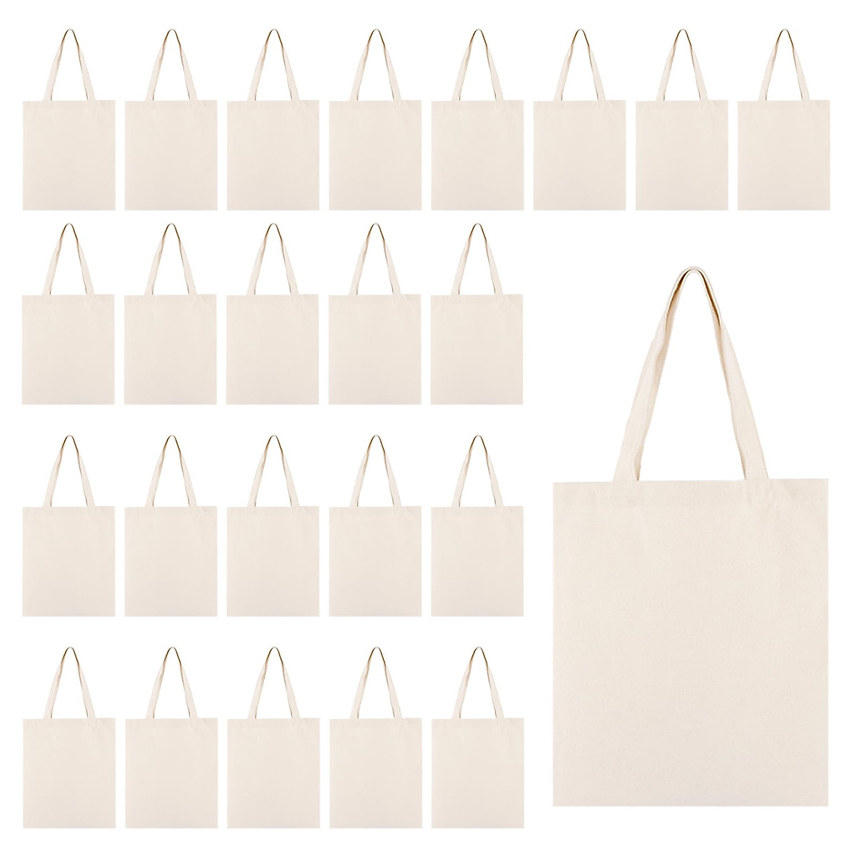 LePvo Canvas Tote Bags, Sublimation Tote Bags，8.5" x 8" Reusable Blank Mini Tote Bag Bulk DIY Craft Bags, Sacks Bag with Handles, Goody Grocery Bags for Kids Party Favors, DIY (Pack of 24)