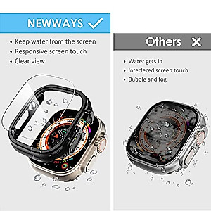 VeveXiao Compatible with Apple Watch Ultra 49mm Screen Protector, iWatch PC Case PET Film All-Around Bumper Protective Cover for iWatch 8 Smartwatch Accessories (Black)