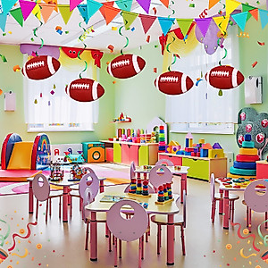 24 Pieces 7.9 Inch Football Party Decorations Football Hanging Swirls Football Party Supplies Sports Whirls for Football Bowl Game Day Football Fans Club Birthday Themed Home Decorations(Football)