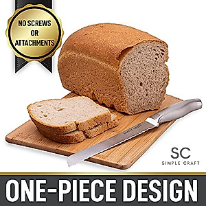 Simple Craft 13-Inch Serrated Bread Knife - Ultra Sharp Stainless Steel Serrated Knife With Comfortable Grip Handle - One Piece Bread Knife For Homemade Bread For Loaves, Vegetables, & More