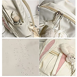 VTYUBX Kawaii Bunny Ear Backpack with Cute Bear Pendant for Girl School Bag Book Bag Travel Backpack for Student Teen Lolita JK (Blue,Large) (01)