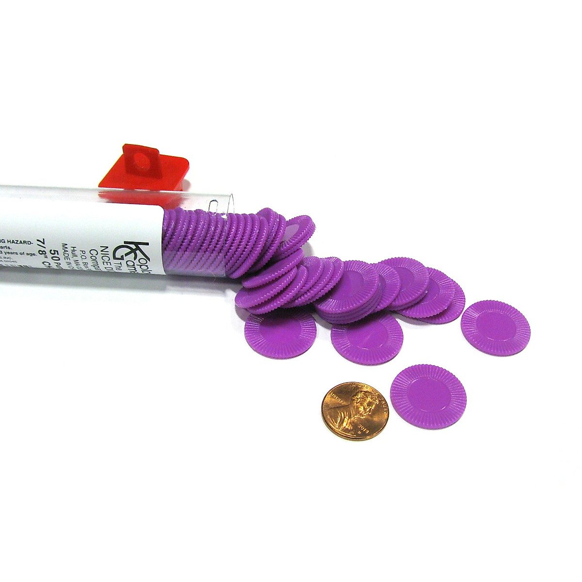 Koplow Games Set of 50 7/8" Easy Stacking Plastic Mini Playing Poker Chips - Purple