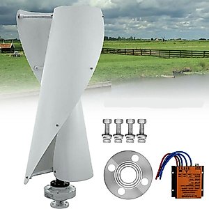 Vertical Wind Power Turbine Generator Kit, 400W 2 Blades Helix Maglev Wind Turbine Generator with Charge Controller For Green Windmills, Home, Boats, Industrial Energy Supply