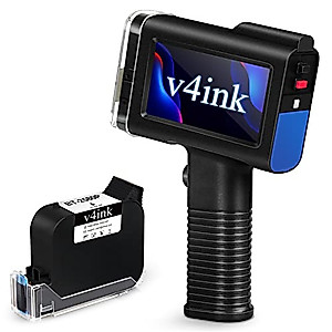 v4ink BENTSAI Handheld Printer BT-HH6105B2, Portable Handheld Inkjet Printer with 4.3 Inch LED Touch Screen Mobile Inkjet Coder 0.09-0.5’’ Print Height for QRCode Barcode Date Logo Text on Any Surface