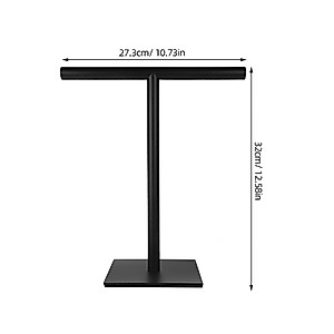 Luxshiny Hand Towel Holder Standing Stainless Steel T-Shape Towel Bar Rack Stand for Bathroom Kitchen Vanity Countertop Black