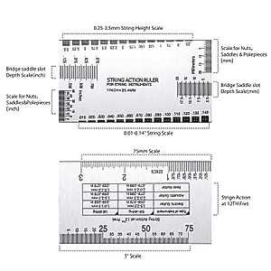 10 Pieces Luthier Tools Include 9 Understring Radius Gauge and 1 String Action Gauge Ruler Measuring Tool for Guitar Bass Setup Repair Tools