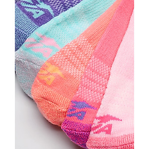 Avia Girls Athletic Performance Cushion Quarter Cut Ankle Socks (10 Pack), Size Large, Pink Assorted
