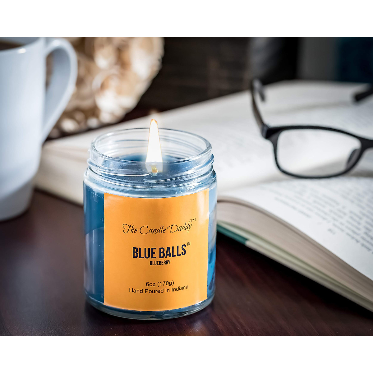 Blue Balls - Blueberry Scented Candle - Funny- 6 Ounce Jar Candle