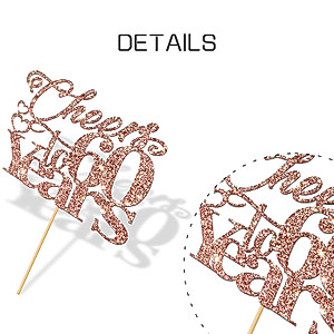 WeBenison Cheers to 60 Years Cake Topper/Happy 60th Birthday Cake Decorations/Happy 60th Anniversary Party Supplies Rose Gold Glitter