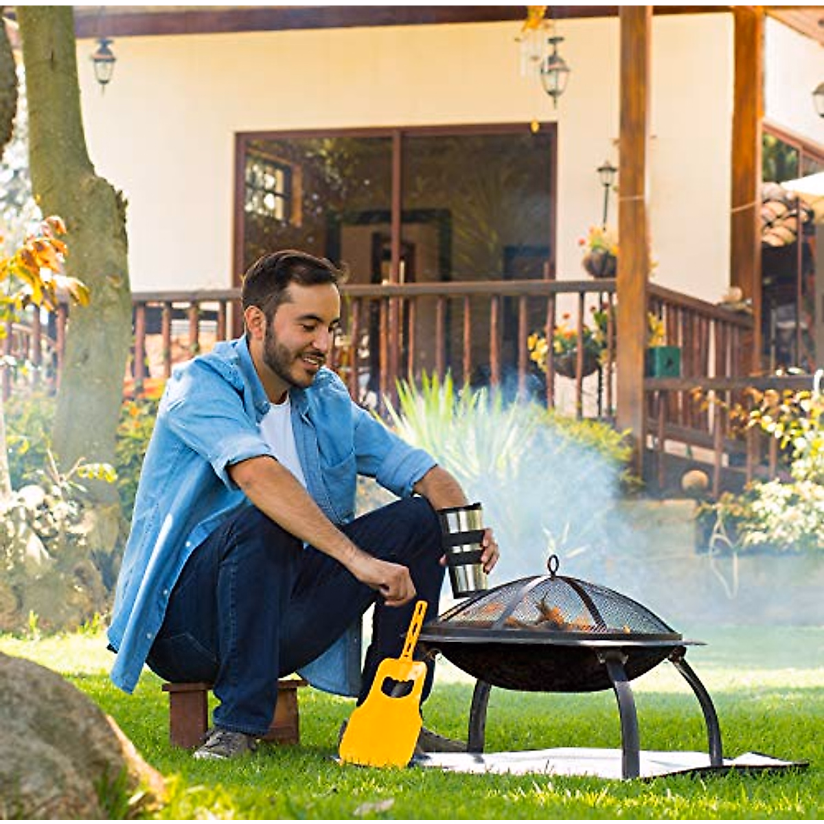 FALLEY 36" Fireproof Heat Resistant Round Portable Folding Fire Pit Mat Protector for Wood,Grass,Deck, Patio|Camping Firepit Mat to Keep Under Burning BBQ Grill with Extra Thick Pad to Shield Ground