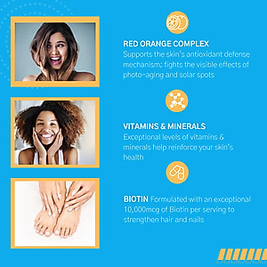 Consult Health Beaute Caps PRO - Supports Healthy Hair, Skin & Nails - Biotin 10,500 mcg - Red Orange Complex - Collagen - High Potency Support - Vitamin C & D - Minerals - 60 Day - 120 Capsules
