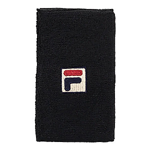 Fila Embroidered Logo Double-Wide Wristbands-Black