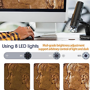 Wireless Digital Microscope 50-1000X Magnification,1080P HD Handheld Mini WiFi USB Microscope Camera with 8 Adjustable LED Endoscope, Compatible with iPhone/Android/Mac/Windows for Kids Adults