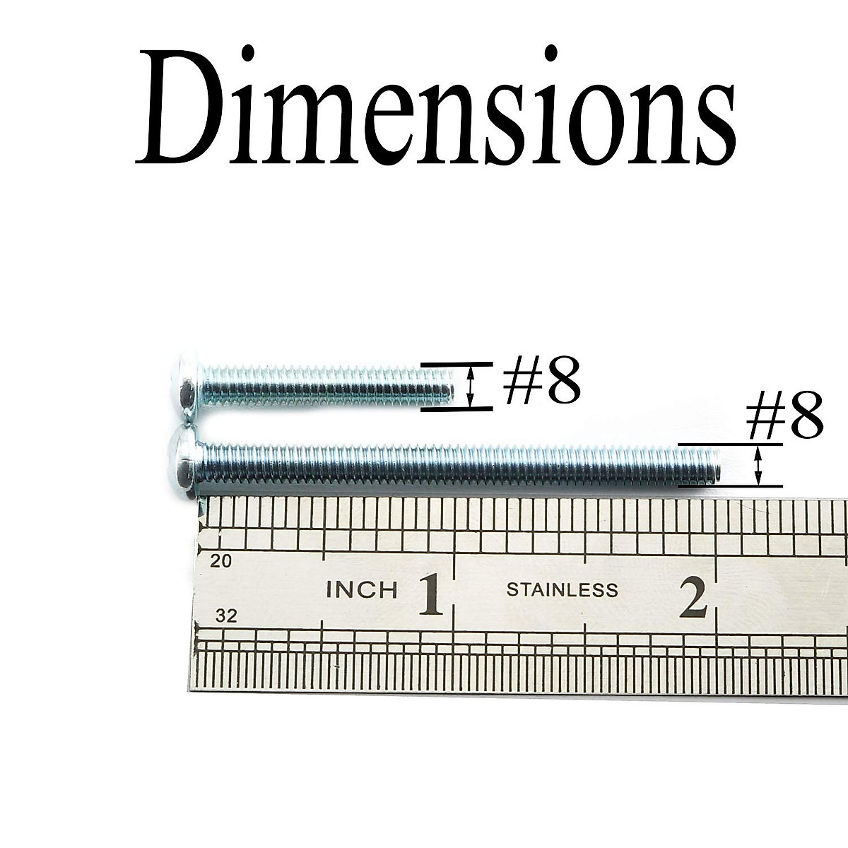 24pcs 8-32 x 2" Machine Screws Metal Mounting Hardware Fitting Fastening Accessories Cross Slotted Round Phillips Head Screw Bolt