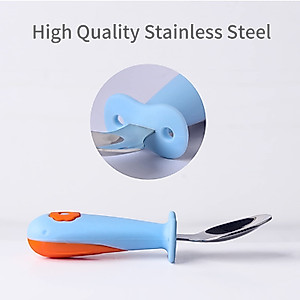 Toddler Utensils Baby Forks and Spoons, Baby Training Utensils Self Feeding Toddler Silverware Stainless Steel Kids and Toddler, Designed for Self Feeding Flatware Set with Travel Carrying 12m+