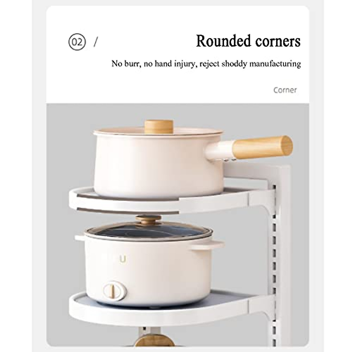 YUEGOO Kitchen Sinks Solid Under Sink Storage, Under Cabinet Storage Rack Multifunctional Bathroom Sink Storage Pot Rack Under Sink Rack Shelf/White/25.5 * 29.5 * 33cm