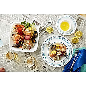 Corelle Vitrelle 18-Piece Service for 6 Dinnerware Set, Triple Layer Glass and Chip Resistant, Lightweight Round Plates and Bowls Set, Ocean Blue