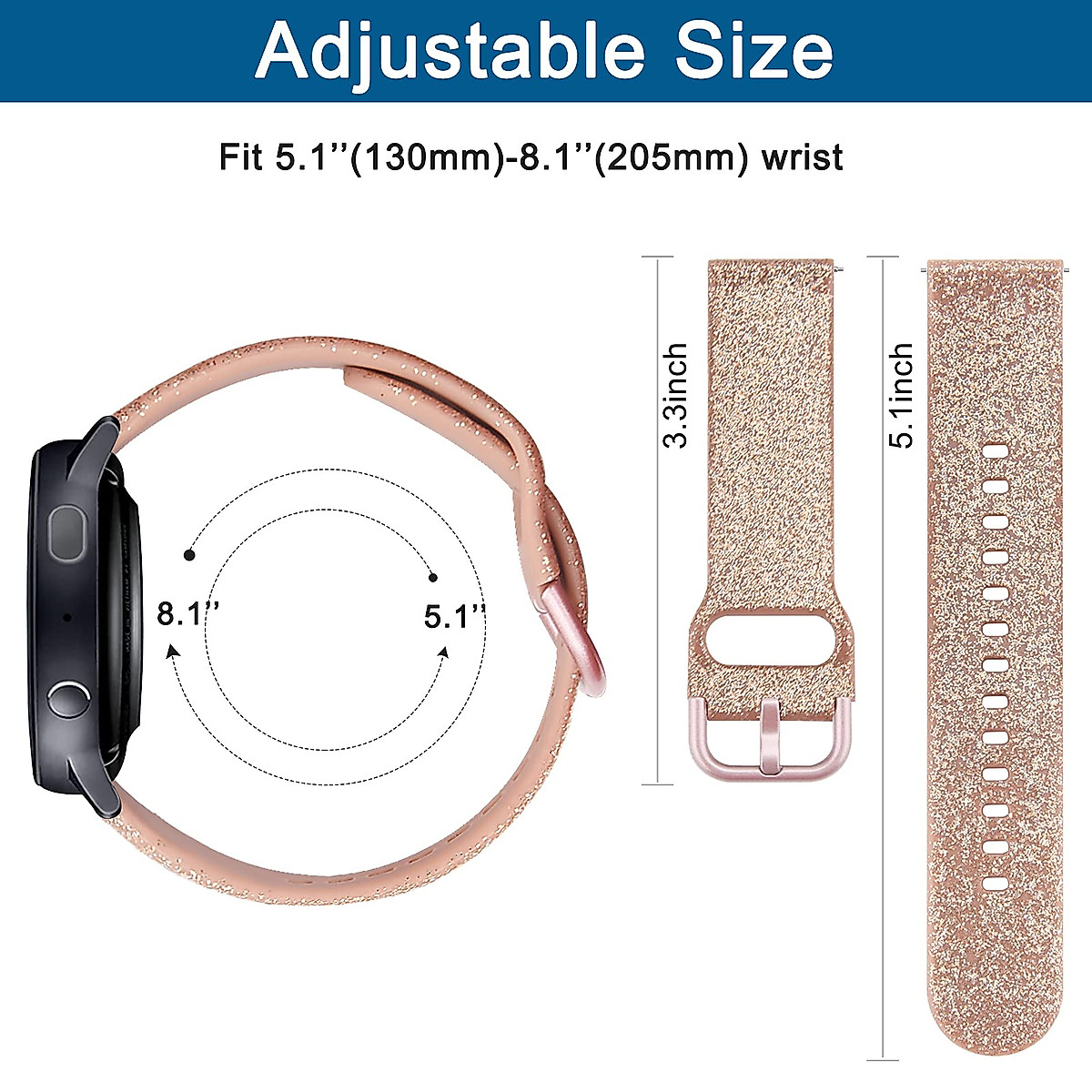 4 PACK Bands Compatible with Samsung Galaxy Watch 4 40mm 44mm/ 4 Classic 42mm 46mm, 20mm Adjustable Silicone Sport Replacement Strap for Samsung Galaxy Watch 7/6 / 5/4 / FE Band Women Men