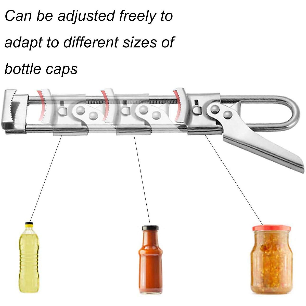 Adjustable Jar opener & Bottle Opener | Stainless Steel Manual Jar Bottle Opener Professional Can Opener | Lid Seal Remover | Kitchen Cooking Lids Remover