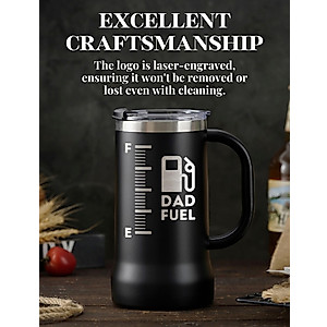 Onebttl Dad Fuel Gifts from Daughter Son, Stainless Steel Beer Stein Tumbler, 24oz Beer Mug with Lid for Father's Day