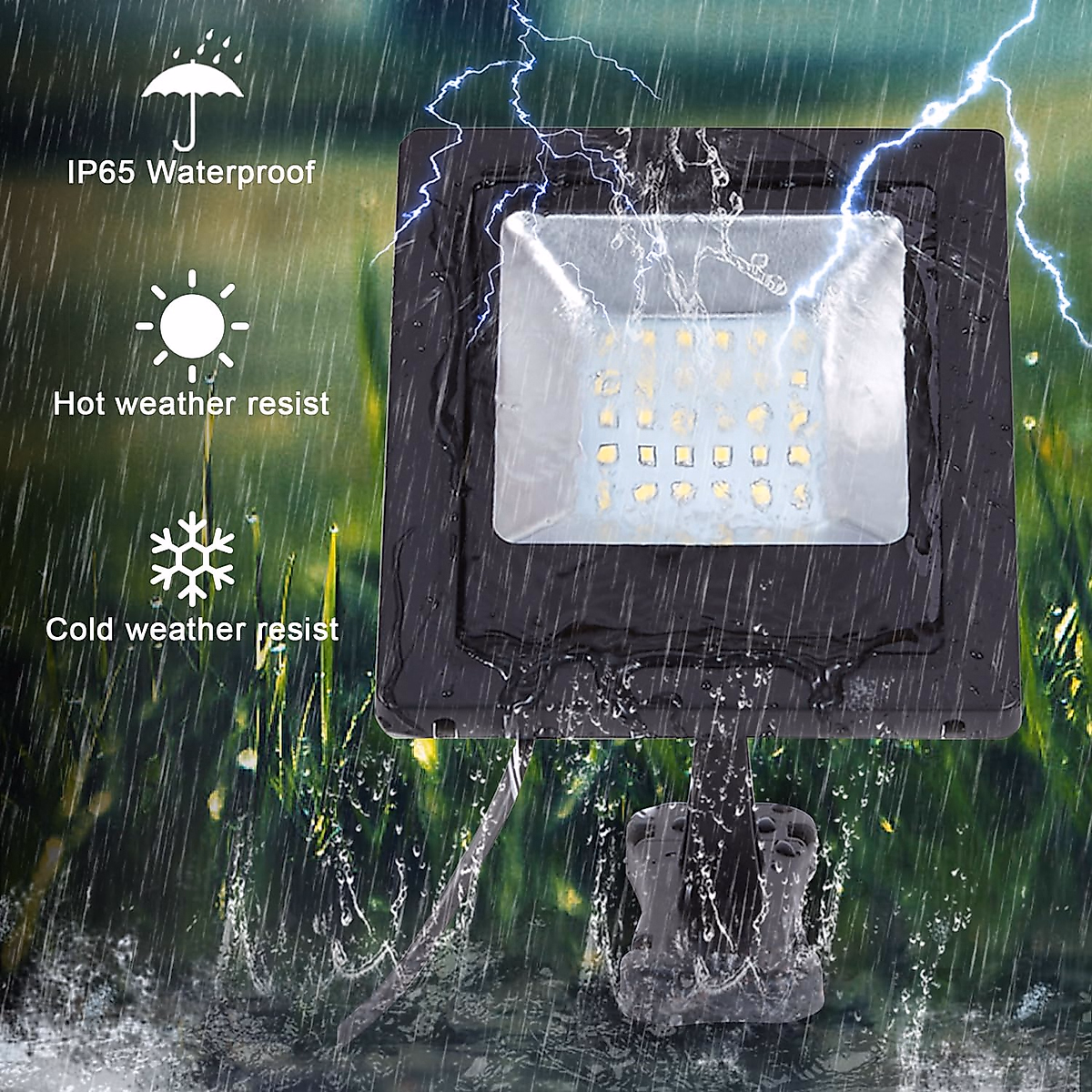 Solar Flood Lights Outdoor with 16FT Cord Separate Solar Panel Dusk to Dawn LED Spotlight Waterproof for Wall Ceiling Porch, Indoor, Garden, Landscape Lighting(White)