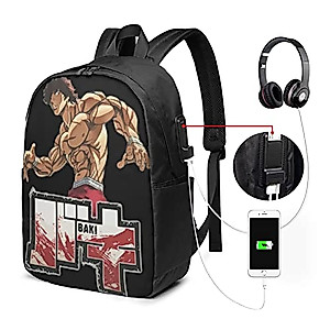 WAYOQI Baki the Grappler Laptop Backpack College Backpack Waterproof Durable Business Backpack With Usb Port Work Travel Casual Daypack 17 Inch