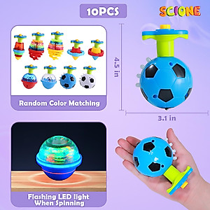 Kavkabox Kids Party Favors Toys Light Up Spining Tops 10 Pack Valentine Day Gifts Goodie Bag Stuffers Carnival Prizes School Classroom Rewards Treasure Box, Glow in The Dark Party Supplies