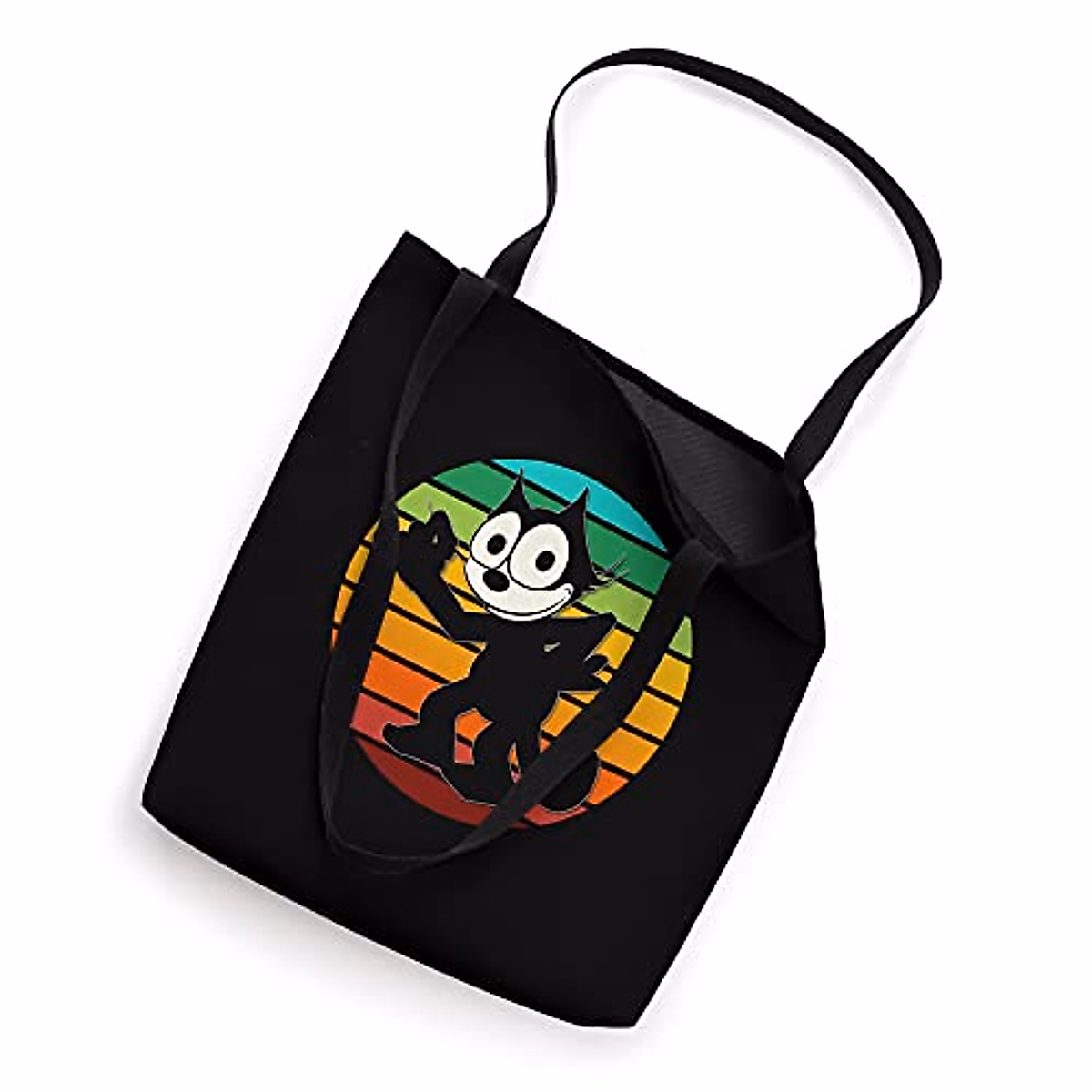 Felix Cartoon Cat Retro Rainbow Sunset Sly Smiling Felix Tee Tote Bag