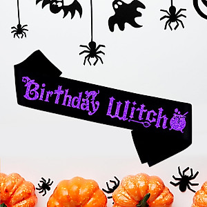 Birthday Witch Sash - Halloween Witch Birthday Party Sash for Girls Women - Great for Sweet 16, 18th, 21st, 30th, 40th Birthday Parties Supplies