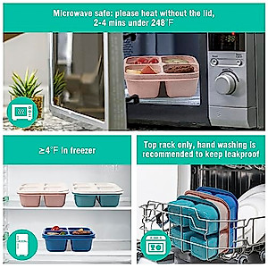 Mosville Snack Containers, Reusable 4 Divided Compartments Healthy Wheat Straw Bento Snack Box with 6 PCS Utensils, Meal Prep Containers with Snacks, Fruits, Nuts, Cookies, Candies [6 Pack]