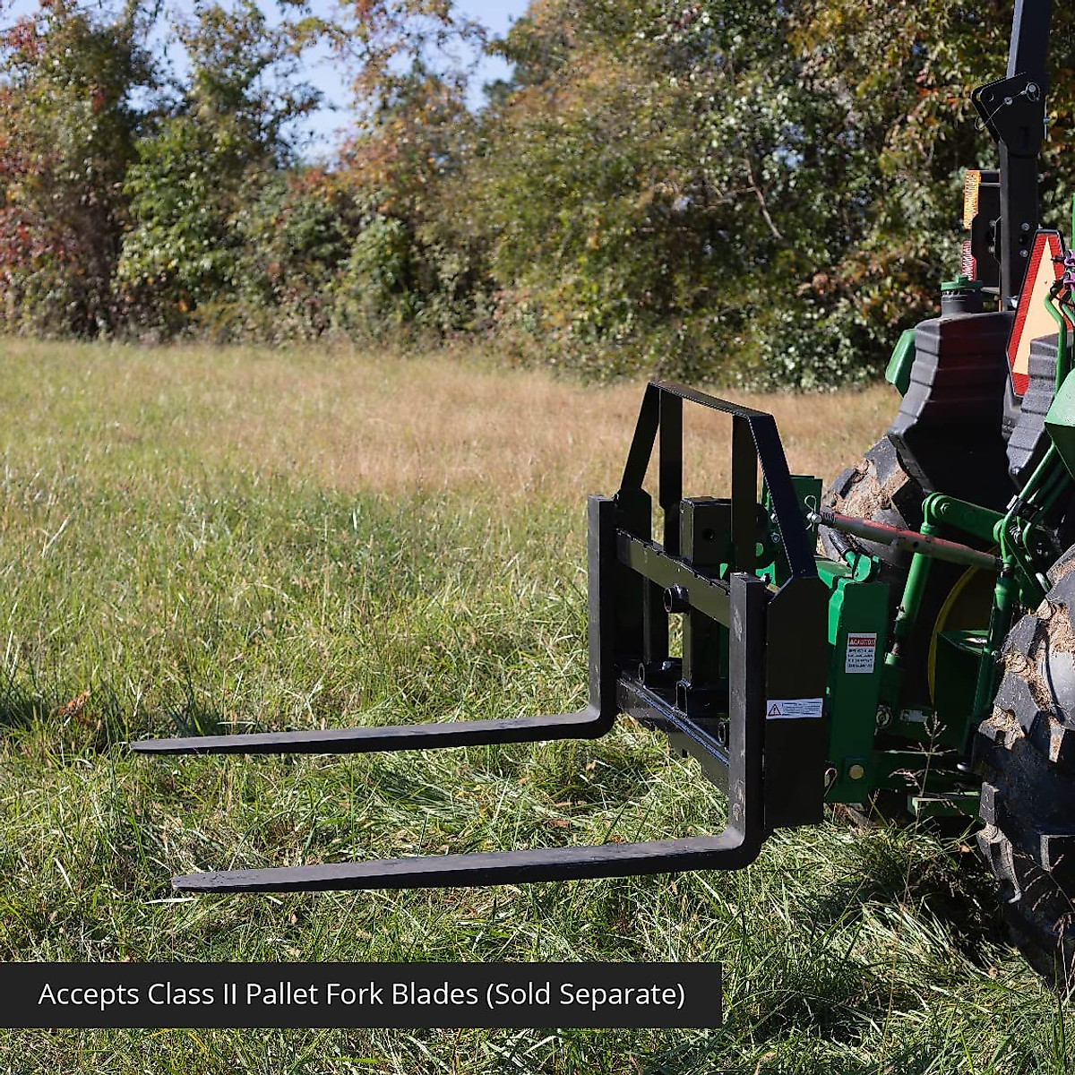 Titan Attachments Pallet Fork Frame Attachment, Fits Cat I & II Tractors, Rated 4,000 LB, Rack, Receiver Hitch, Spear Sleeves