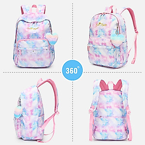 Caran·Y Girls Backpack for Kid in Elementary Large Size School Bookbag Purple Ages 12M+