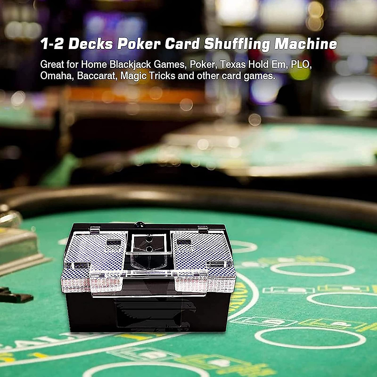 VADSBO Automatic Card Shuffler, Electric Playing Card Shuffling Machine, 2 Decks Poker Shuffler, One-Click Shuffle, for Home Party Club Poker Playing Card Game Tool