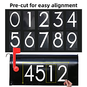 3 inch 30 Pcs Reflective Mailbox Numbers Stickers for Outside, Easy Installation with Prolonged Backing for and Pre-cut, Self Adhesive White Vinyl Address for House Address Sign Window Trash Bins