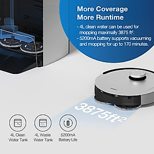 ECOVACS DEEBOT X1 Turbo Robot Vacuum and Mop Combo with Auto-Cleaning Station, 5000Pa, Robot Vacuum Cleaner with Upgraded Laser Navigation, Obstacle Avoidance, Built-in YIKO Voice Assistant, Black