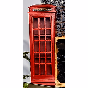 Deco 79 Wooden Telephone Room Storage Unit Vintage London Booth 2 Shelf Storage Cabinet, Accent Cabinet 11" x 9" x 30", Red