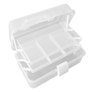Three Layer Plastic Storage Box, Folding Tool Box Portable Handled Storage Case Multipurpose Organizer for Art Craft and Cosmetic(White)