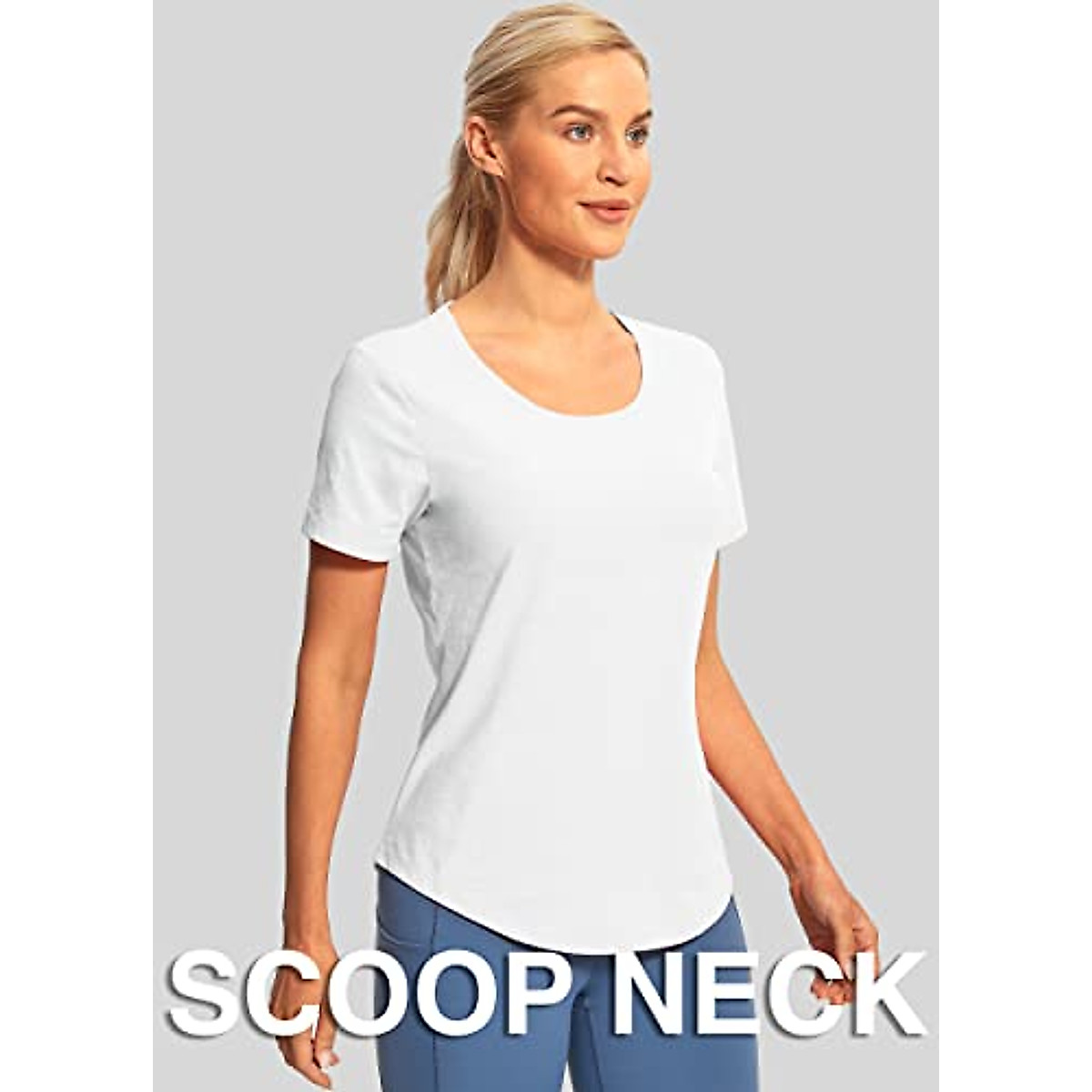 Hiverlay Workout Shirts for Women Short Sleeve Scoop Neck Tops Athletic Quick Dry Gym T-Shirts Yoga Running Tee White XXXL