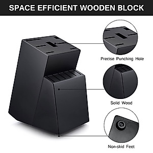 LIANYU 15-Piece Knife Set, Kitchen Knife Set with Wooden Block, Professional High Carbon Germen Stainless Steel Chef Knife Set, Forged Knives Set with Honing Steel