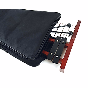 Professional Red Wooden Soprano Glockenspiel Xylophone with 25 Metal Keys for Adults & Kids - Includes 2 Plastic Beaters and Carry Case