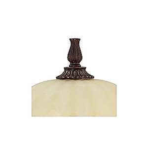 MACIUM Collection Glass Shade Table Lamp in Bronze, Bronze Finish, Alabaster Champagne Glass, with Twin Light Pulls for Easy Lighting Control