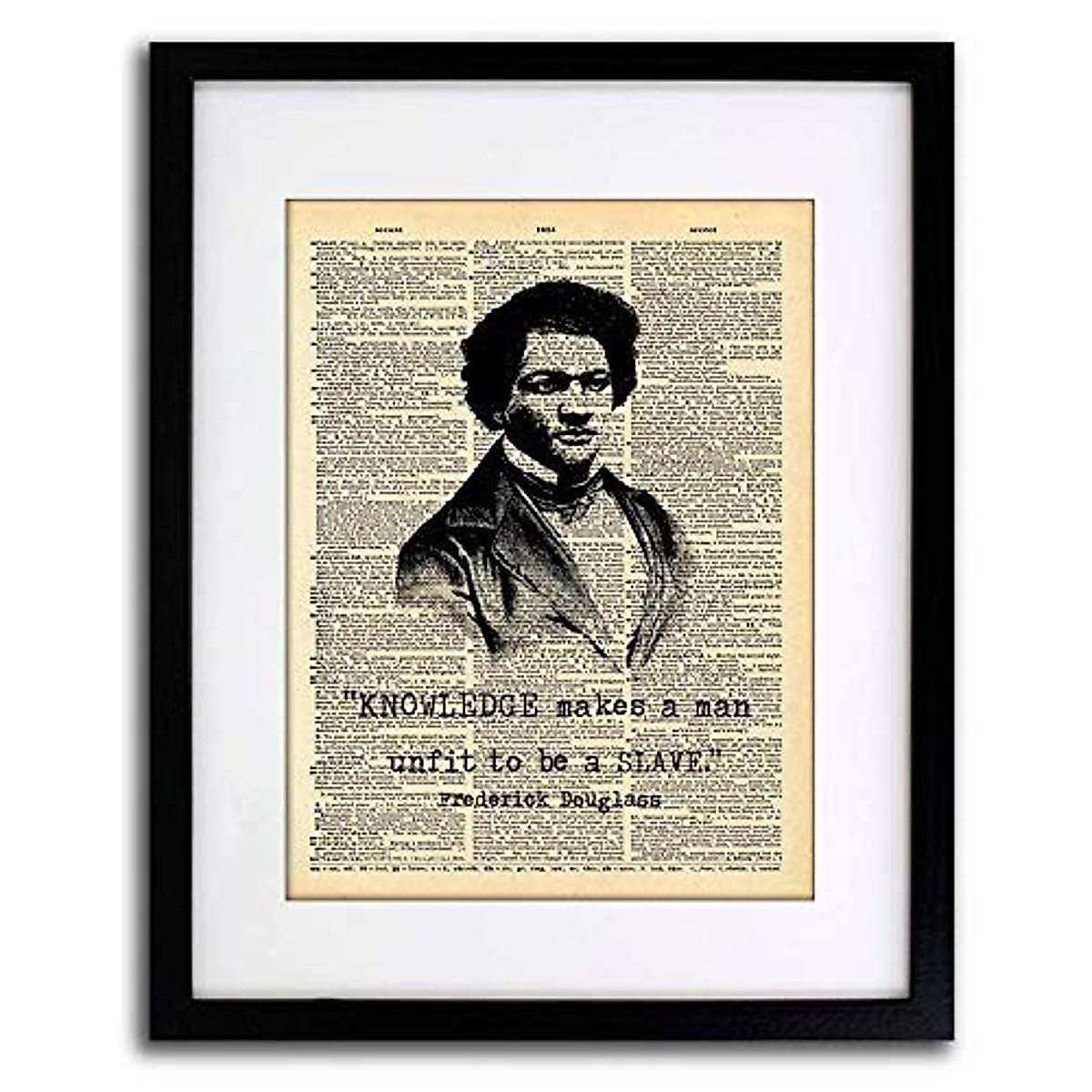 Frederick Douglass - Knowledge Slave Quote Art - Authentic Upcycled Dictionary Art Print - Home or Office Decor (D296)