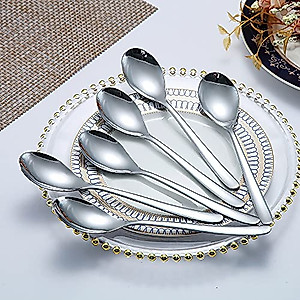 Dinner Spoons 6 Piece, 8.1'' Stainless Steel Tablespoons, Soup Spoons, Dessert Spoons, Spoons Silverware for Home, Kitchen or Restauran,Dishwasher Safe (Silver)