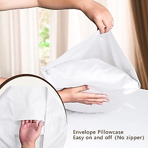 1000 Thread Count 100% Egyptian Cotton Pillowcases for Sleeping,Satin Pattern White, Envelope Closure Pillowcase Silk Soft Bed Pillow Cover(2 Pcs Standard 20"x26", White)…