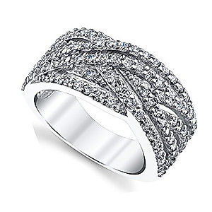 925 Sterling Silver Cubic Zirconia CZ Right Hand Ring Band Size 7