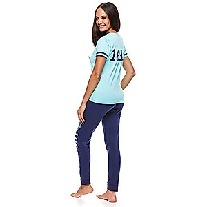 U.S. Polo Assn. Womens Pajama Set - Short Sleeve Shirt and Pajama Pants Sleepwear and Lounge Sets for Women (Mint W/Pockets, Large)