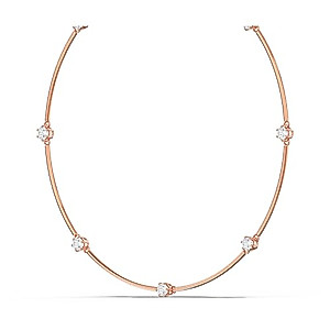 SWAROVSKI Constella All-Around Necklace, Clear Circle-Cut Crystal with a Rose-Gold Tone Finish Chain, part of the Swarovski Constella Collection